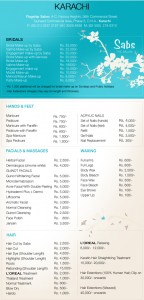 Sabs Beauty Parlour Karachi Price List Rates Charges Contact Number Address